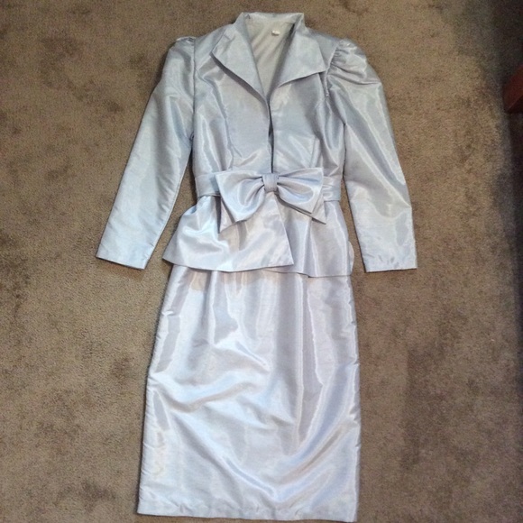 Vintage | Dresses | Gorgeous Silver Gray Vintage Dress Jacket Set ...